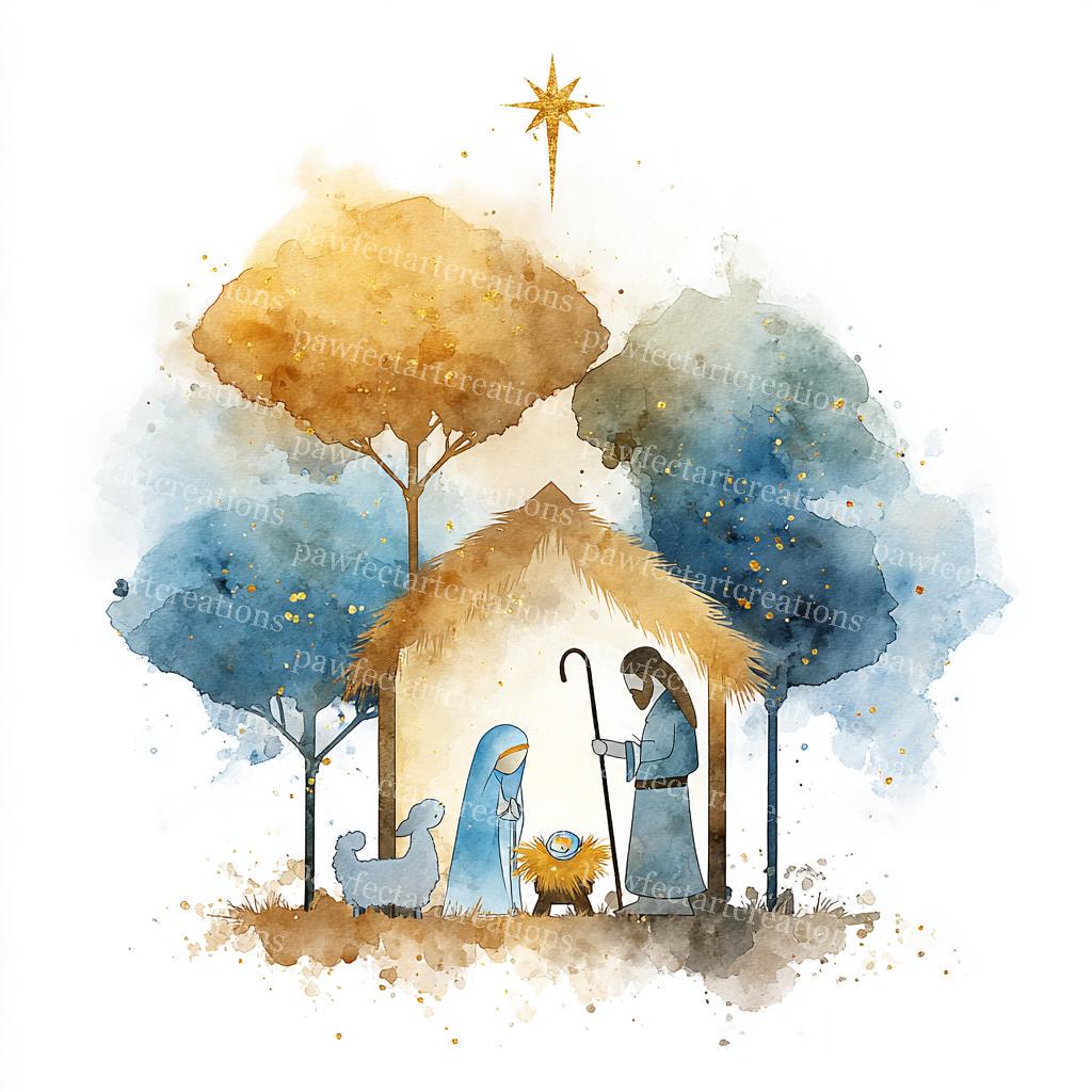 20 Minimalist Nativity Scene Clipart, Merry Christmas, Christmas Scenes ...