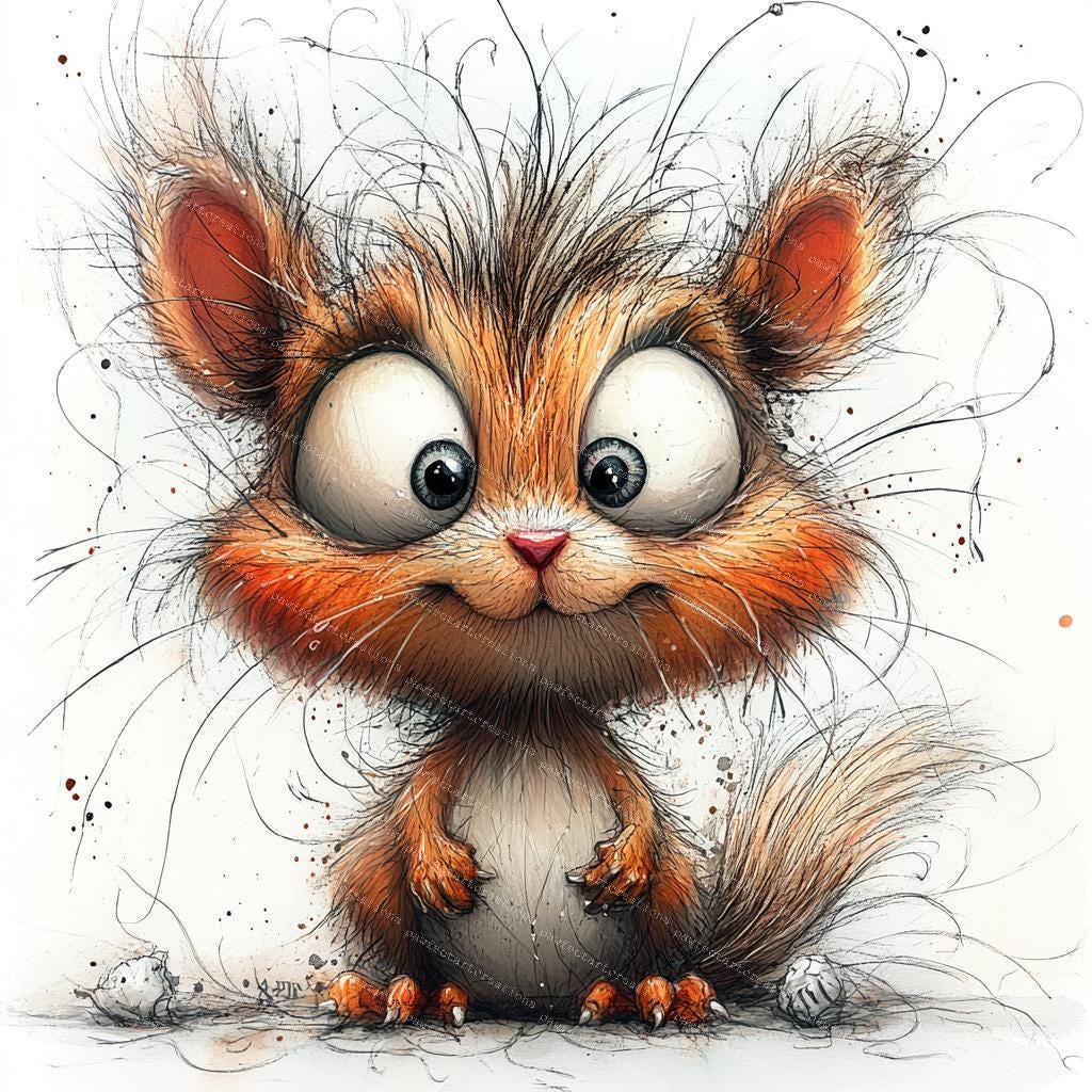 10 Funny Quirky Squirrel Clipart, Surprised Squirrel, Printable ...