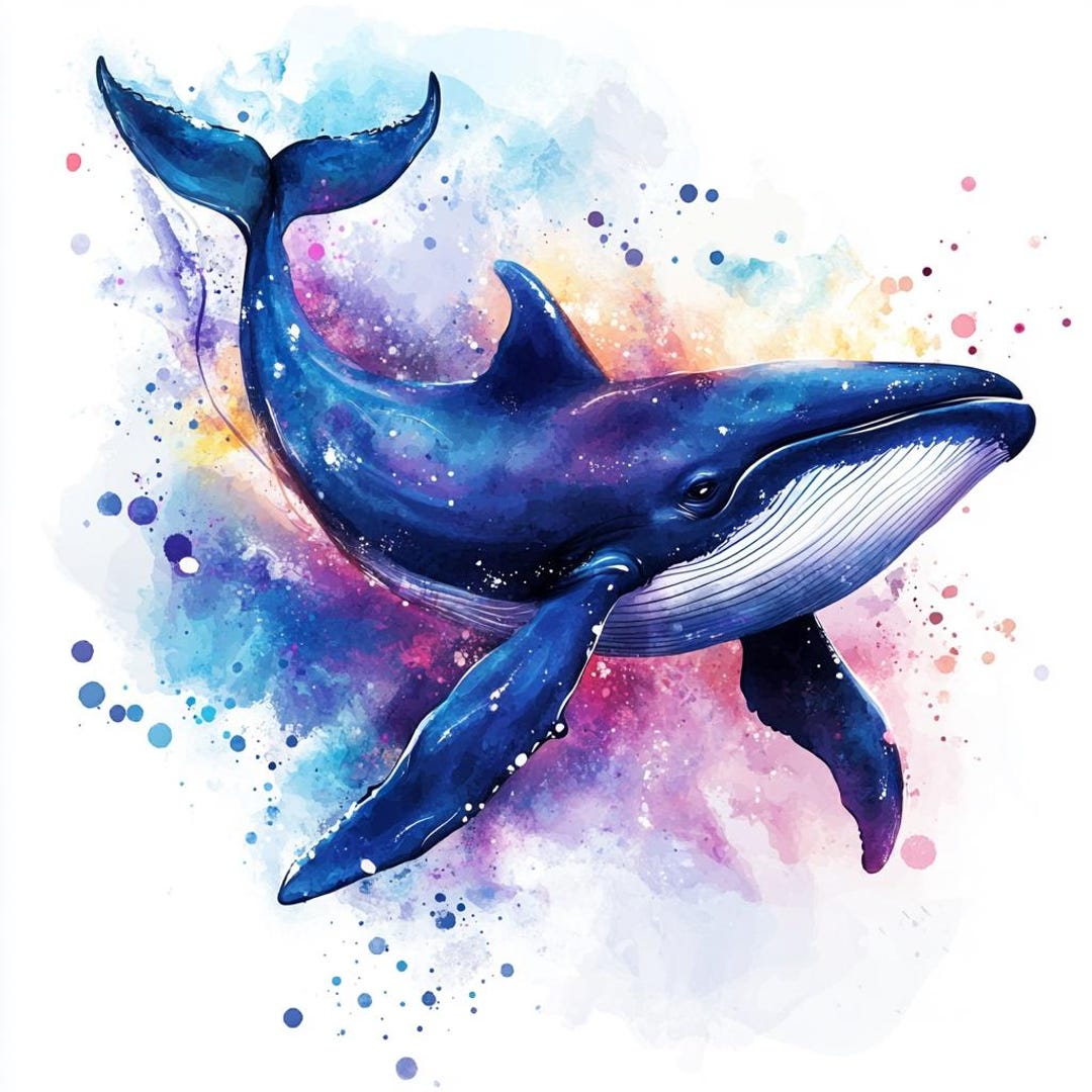 10 Whale Clipart, Abstract Art, Ocean Animals,blue Whale Poster ...