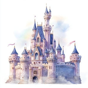 Rainbow Princess Castle Clipart: Watercolor Fairytale Jpgs (digital ...