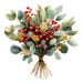 10 Christmas Leaves Bouquet Clipart Festive Flowers,christmas Card ...