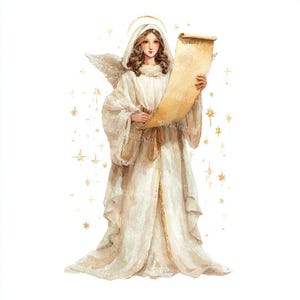 15 Christmas Angel Holding Scroll Clipart,christmas Art,christmas Card ...