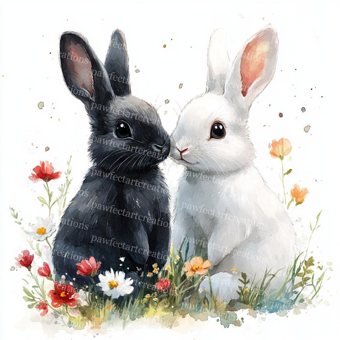 10 Couple Bunnies Clipart, Bunny Love, Rabbit Couple, Valentine's Day ...