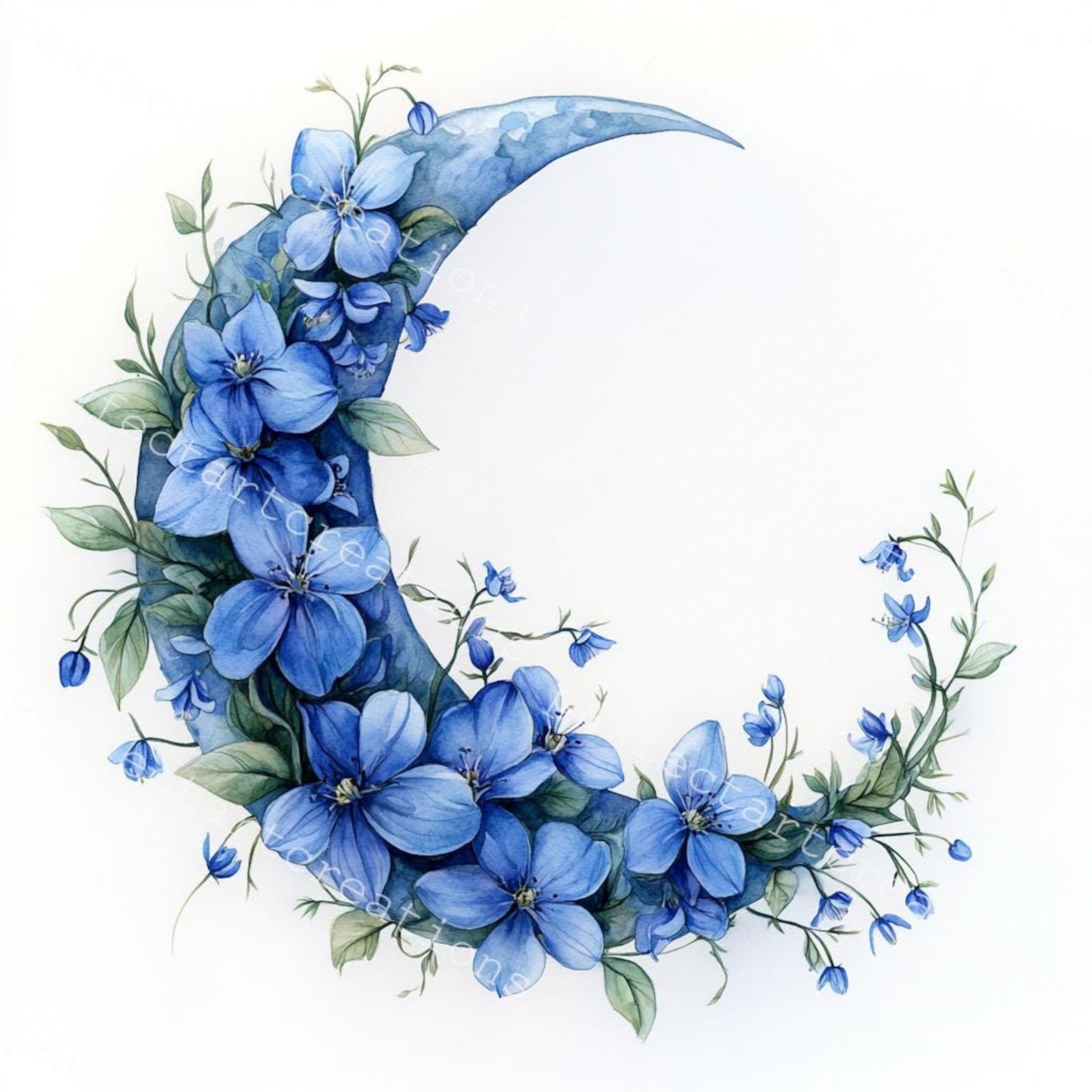 12 Floral Moon Clipart, Moon Crest Clipart,moon Sublimation,printable ...