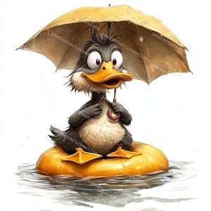 10 Funny Duckling Clipart, Cute Duck Duckling, Printable Watercolor, High-quality Jpgs ...