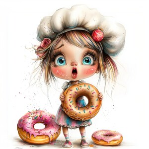 10 Funny Baker Girls Clipart, Quirky Girl, Bakery, Printable Watercolor ...