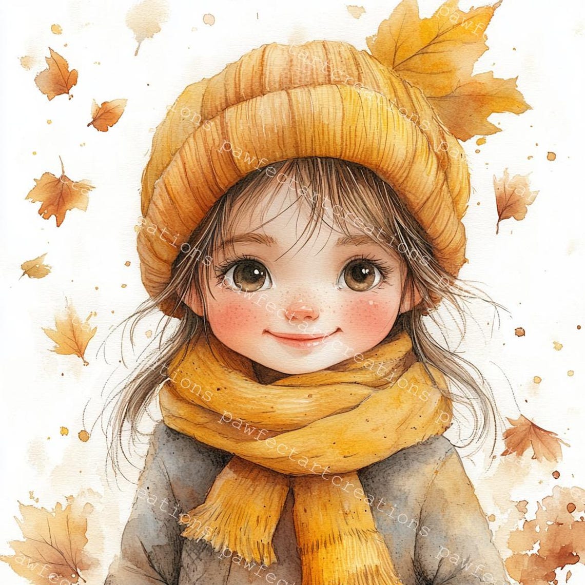 Autumn Girl Clipart: Watercolor Fall Season Jpgs (digital Download) - Etsy