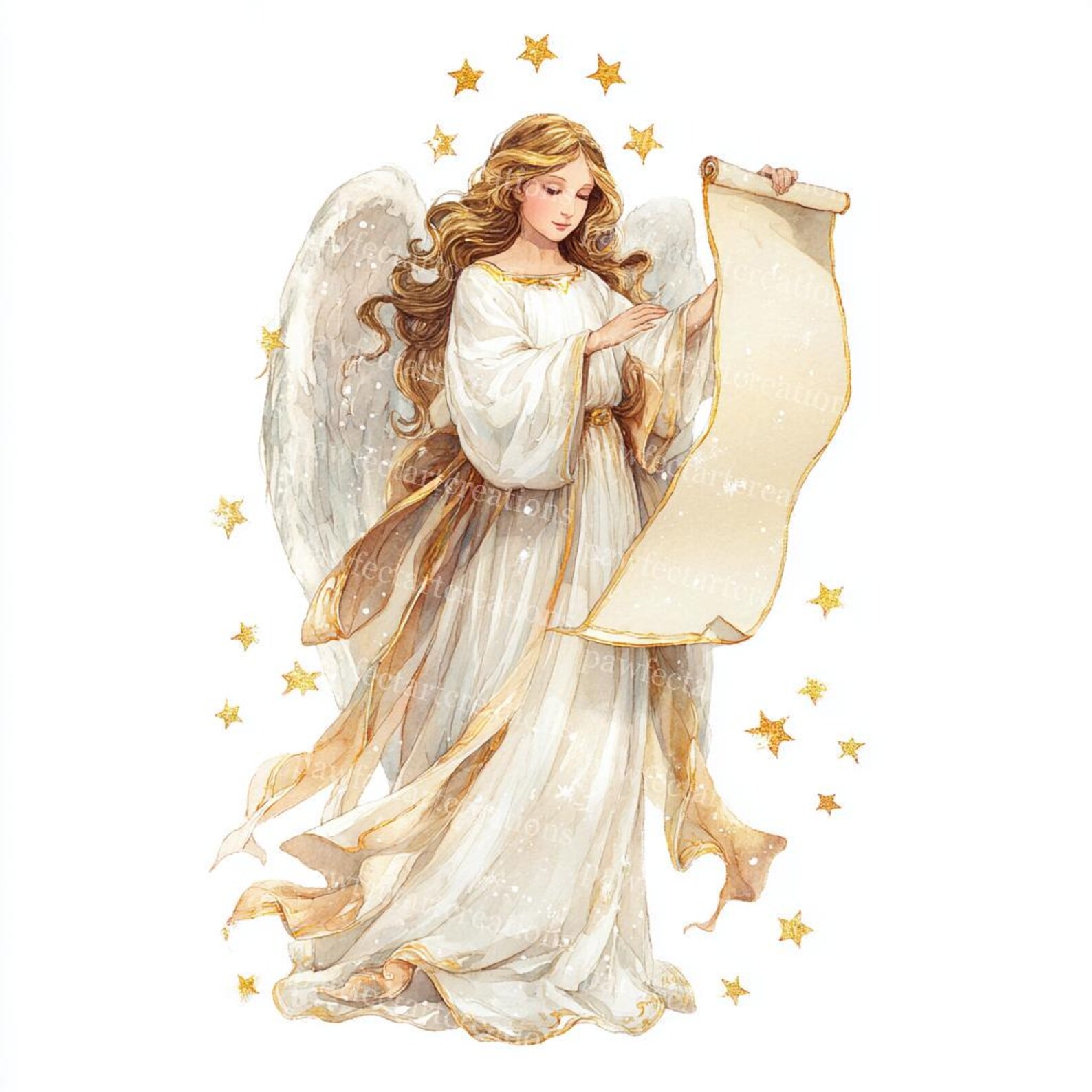 15 Christmas Angel Holding Scroll Clipart,christmas Art,christmas Card ...