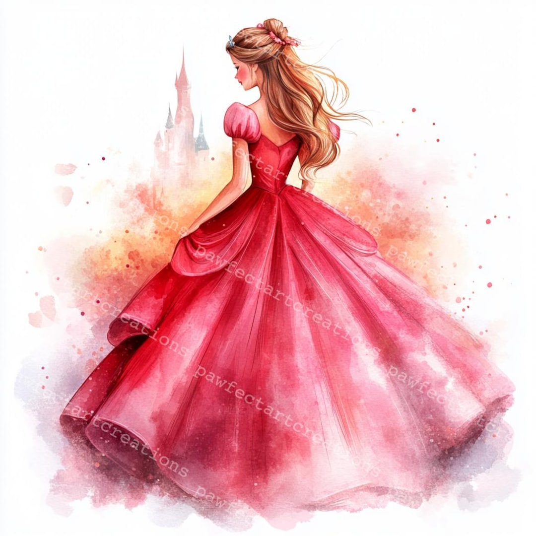 10 Pinky Princess Clipart, Fairy Princess Clipart, Printable Watercolor ...