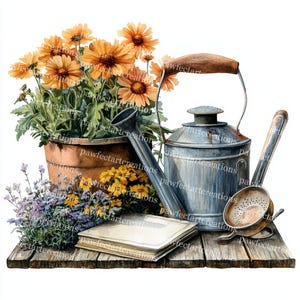 17 Vintage Gardening Tools Clipart, Spring Gardening Clipart, Garden ...