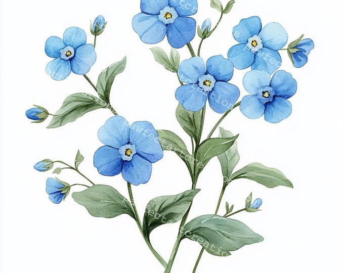 19 Forget Me Not Clipart, Flowers Clipart, Printable Watercolor Clipart ...
