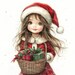 Christmas Girl Clipart: Watercolor Santa Hat Jpgs (digital Download) - Etsy