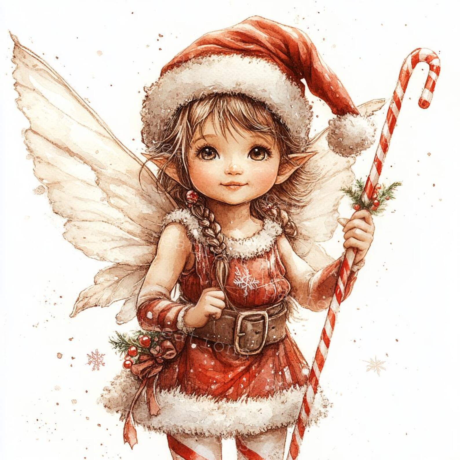 Christmas Fairy Clipart: Watercolor Santa, Junk Journal (digital ...