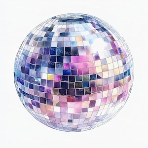 Disco Ball Clipart: Retro Party Watercolor Jpgs (digital Download) - Etsy