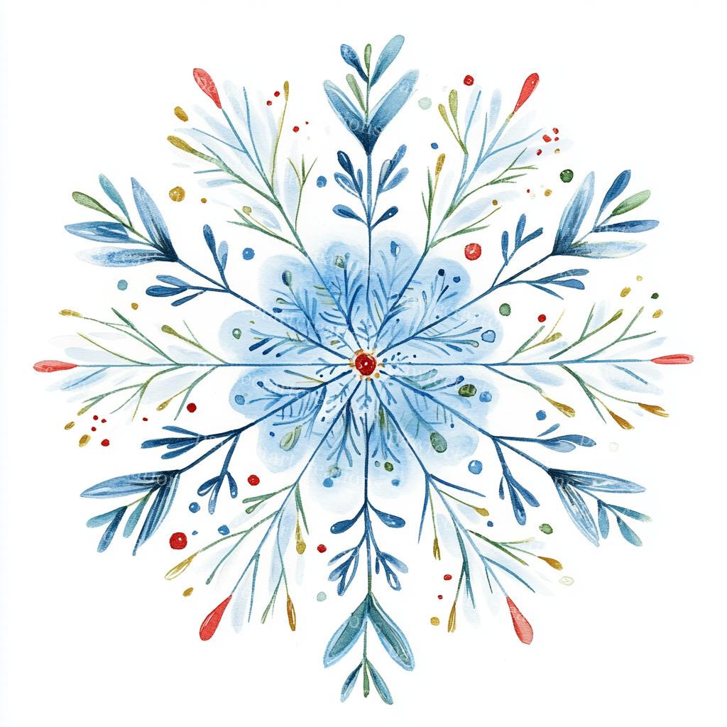 16 Scandinavian Folk Art Snowflake Clipart, Watercolor Snowflake,winter ...