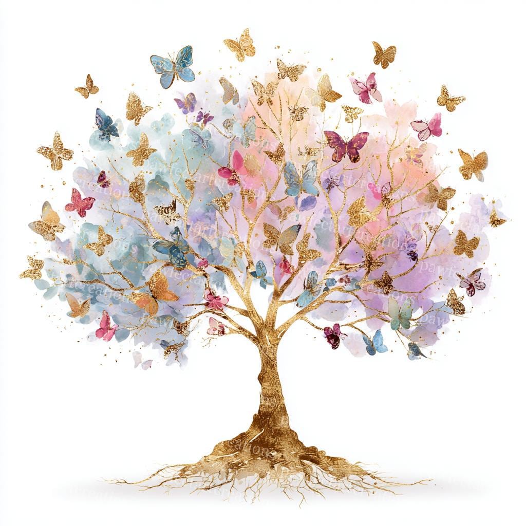 20 Butterfly Tree of Life Clipart, Colorful Butterflies, Butterfly ...