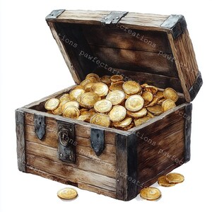 12 Treasure Chest Clipart, Pirate Chest, Printable Watercolor, High ...