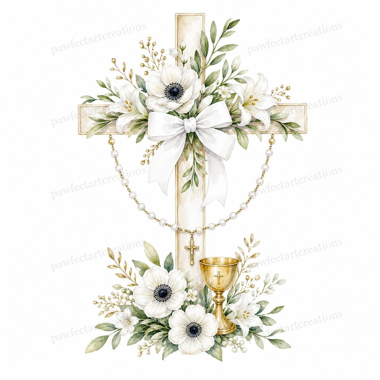 20 First Communion Floral Cross Clipart, First Communion Floral Cross ...