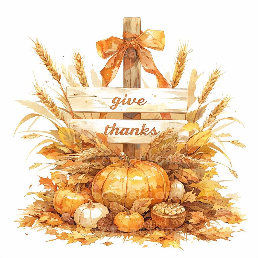 Fall Thanksgiving Clipart: Watercolor Autumn Harvest (digital Download ...