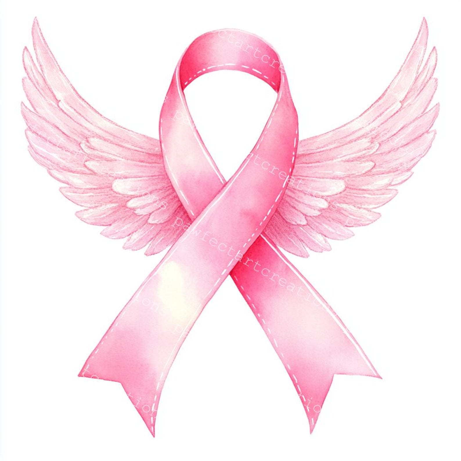 Pink Ribbon Clipart: Breast Cancer Awareness Watercolor (digital ...