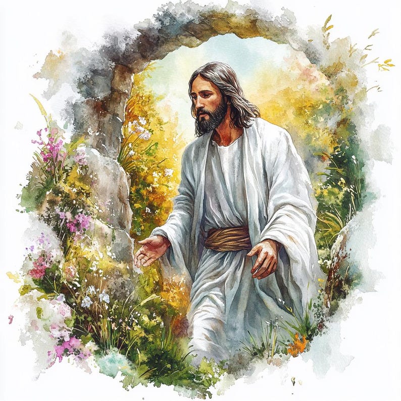 Jesus Christ Clipart: Easter Resurrection Watercolor Art (digital ...