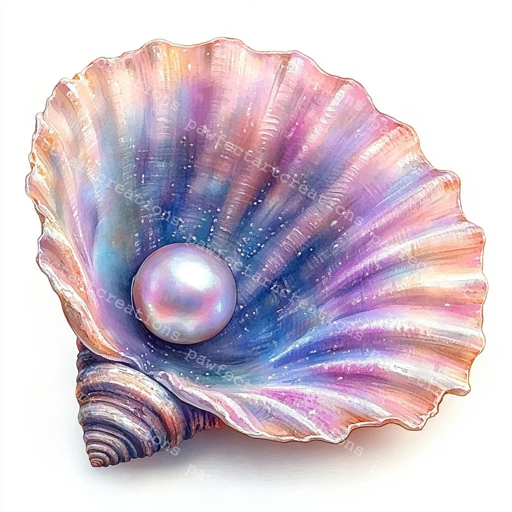 10 Clam Shell With Pearl Clipart, Sea Shell With Pearl Clipart ...