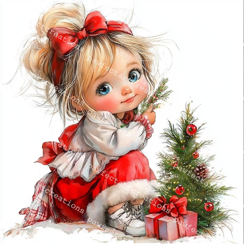 18 Cute Christmas Girl Clipart, Christmas Characters, Santa Baby Girl ...