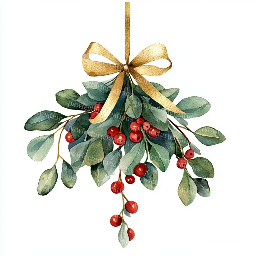15 Mistletoe Clipart, Christmas Card, Christmas Flower Clipart ...