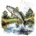 12 Jumping Bass Clipart, Fish Clipart, Smallmouth Bass Fish, Printable ...