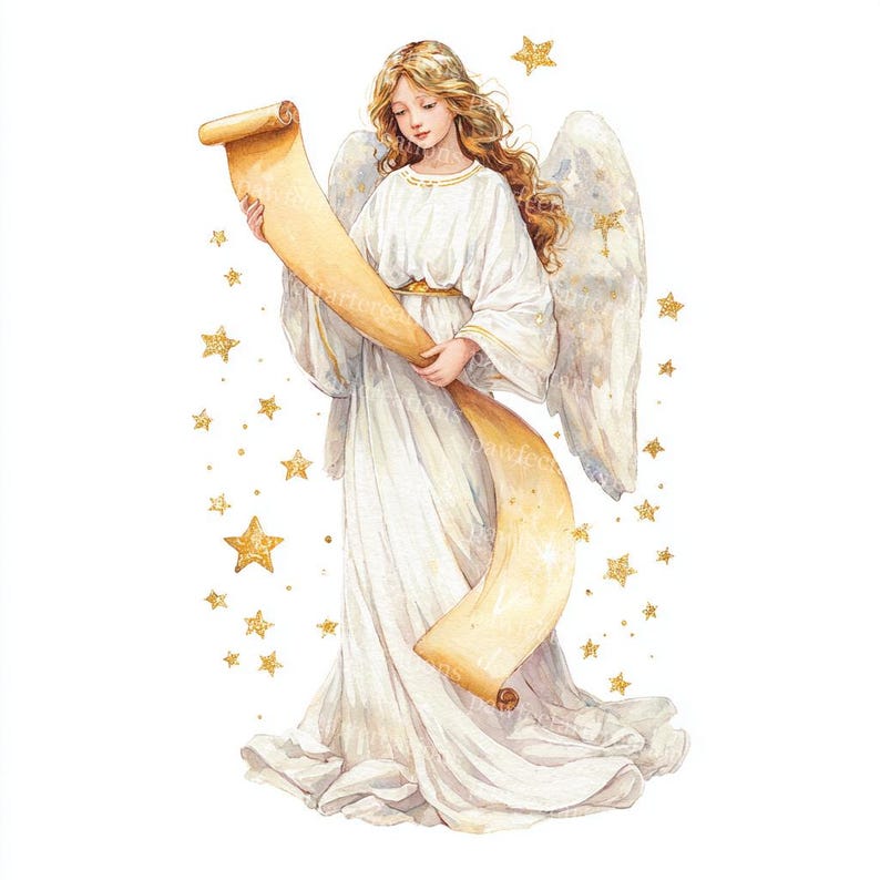 15 Christmas Angel Holding Scroll Clipart,christmas Art,christmas Card ...