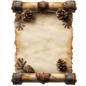 12 Vintage Christmas Scroll Clipart: Watercolor Paper Design (digital ...