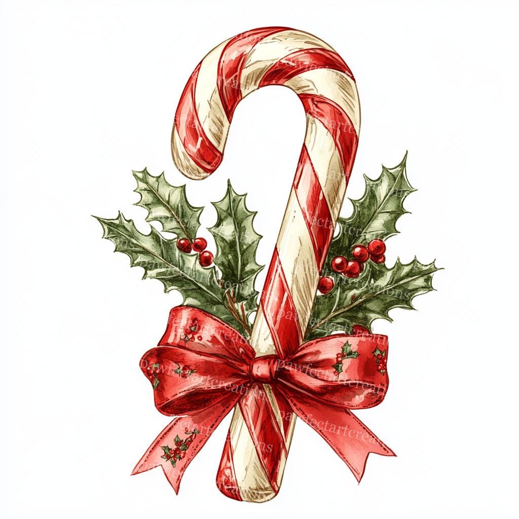 10 Christmas Candy Cane Clipart,christmas Card, Sweet Christmas ...