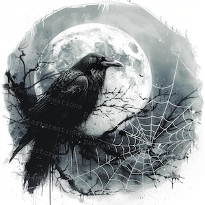 Halloween Crow Clipart: Watercolor Raven, Junk Journal (digital ...