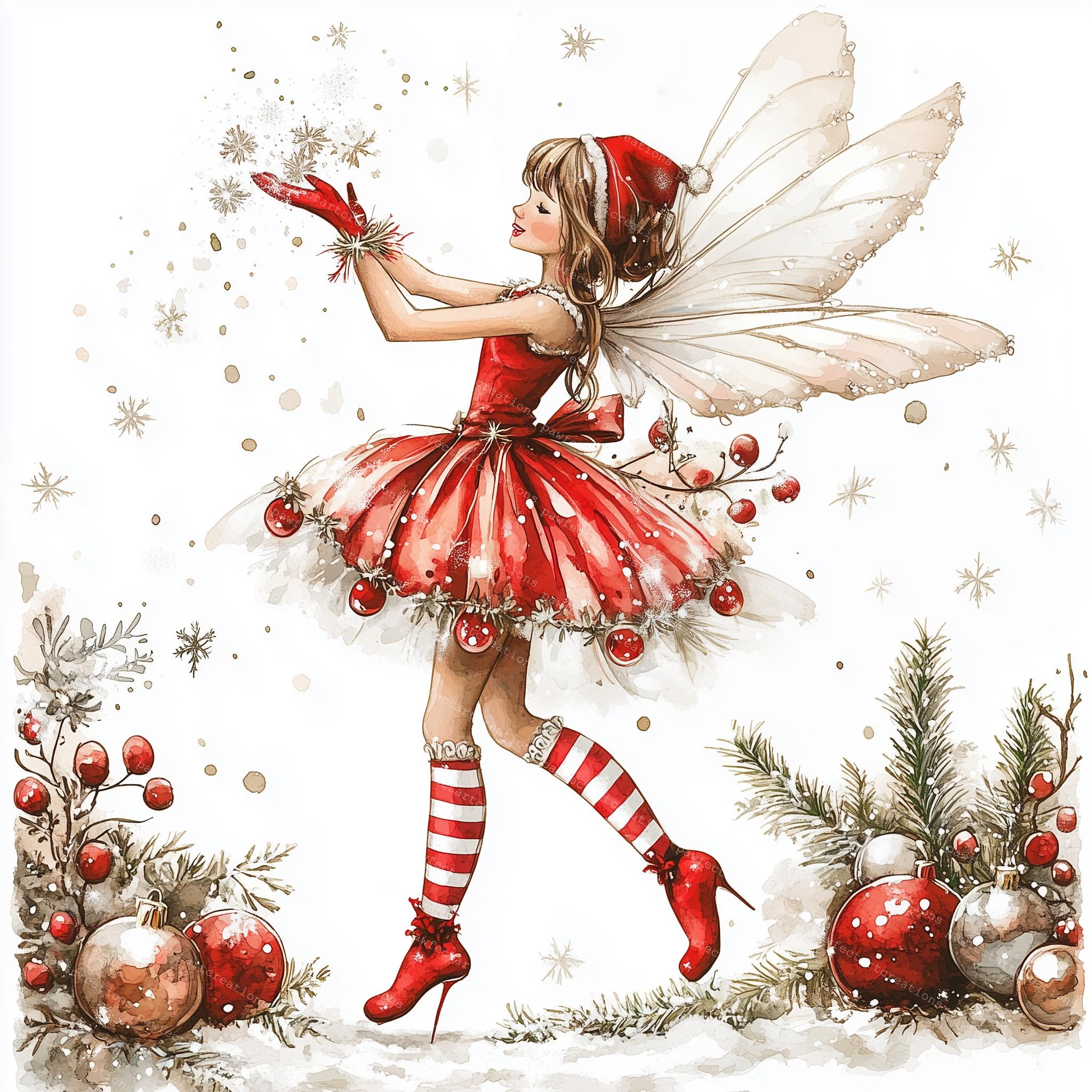 Christmas Fairy Clipart: Watercolor Winter Fairies (digital Download ...