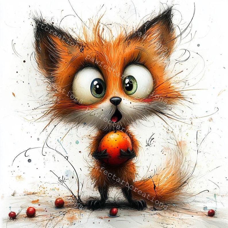 Funny Surprised Fox Clipart: Watercolor Style (digital Download) - Etsy