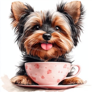 10 Cute Yorkie Clipart, Funny Yorkshire Terrier, Funny Dog, Printable ...