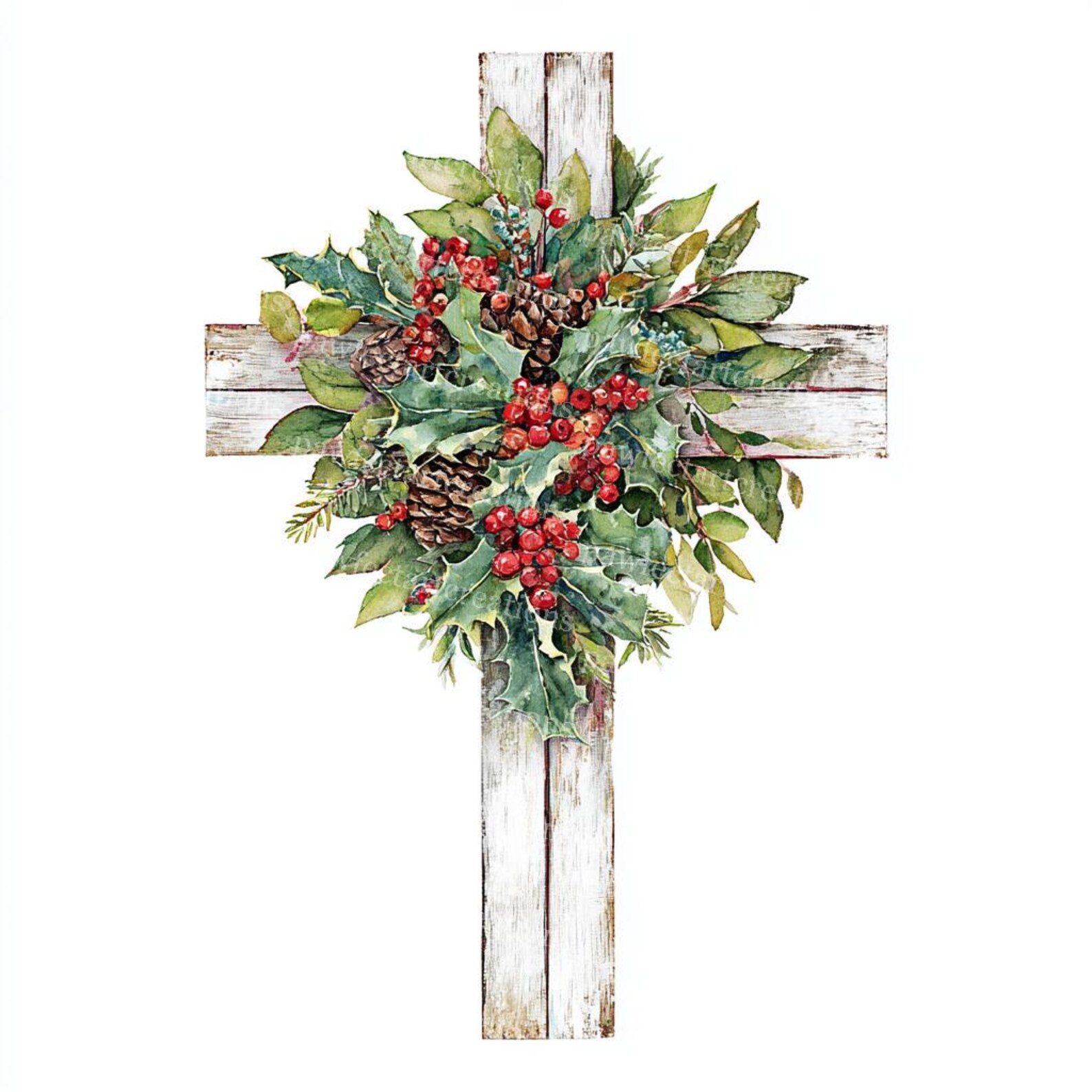 20 Christmas Cross Clipart, Christmas Card, Cross Print, Christmas ...