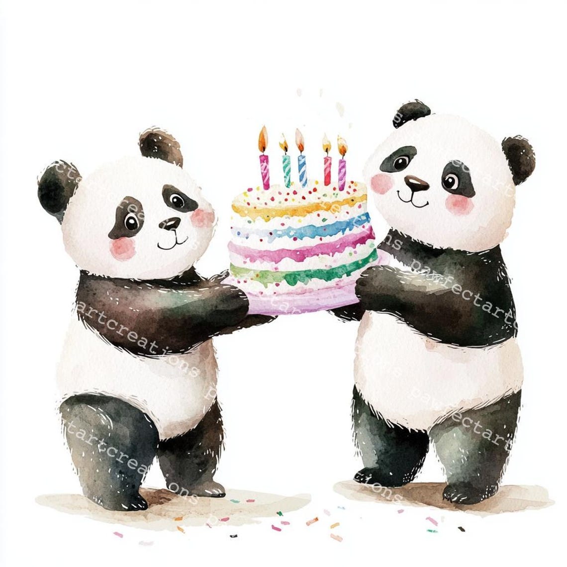 10 Cute Panda With Birthday Cake Clipart, Cartoon Panda Clipart ...