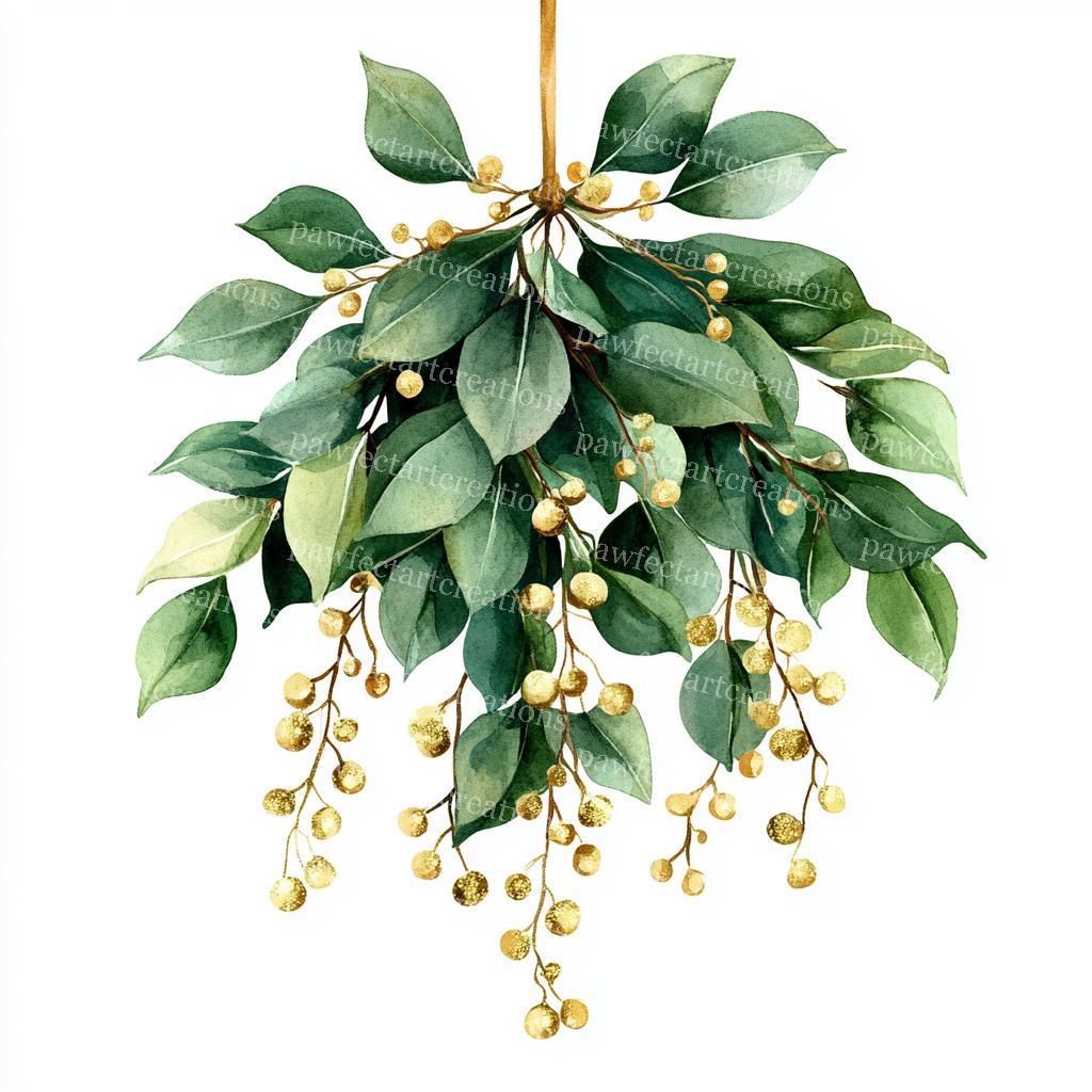 15 Mistletoe Clipart, Christmas Card, Christmas Flower Clipart ...