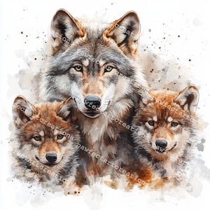 12 Wolf Family Clipart, Wolf and Baby Wolf, Little Wolf Cub,printable ...