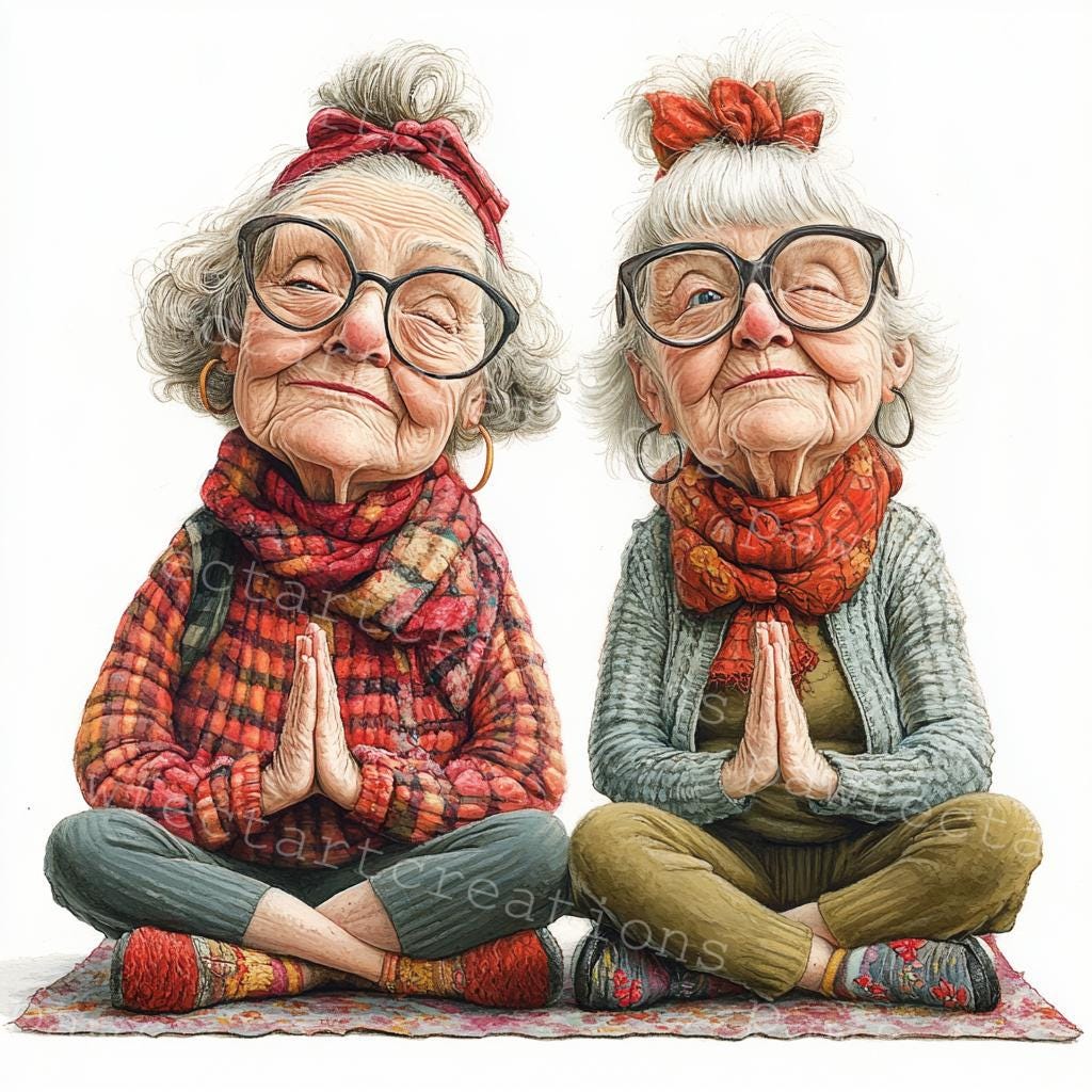 10 Funny Old Ladies Clipart, Best Friends, Printable Watercolor, High ...