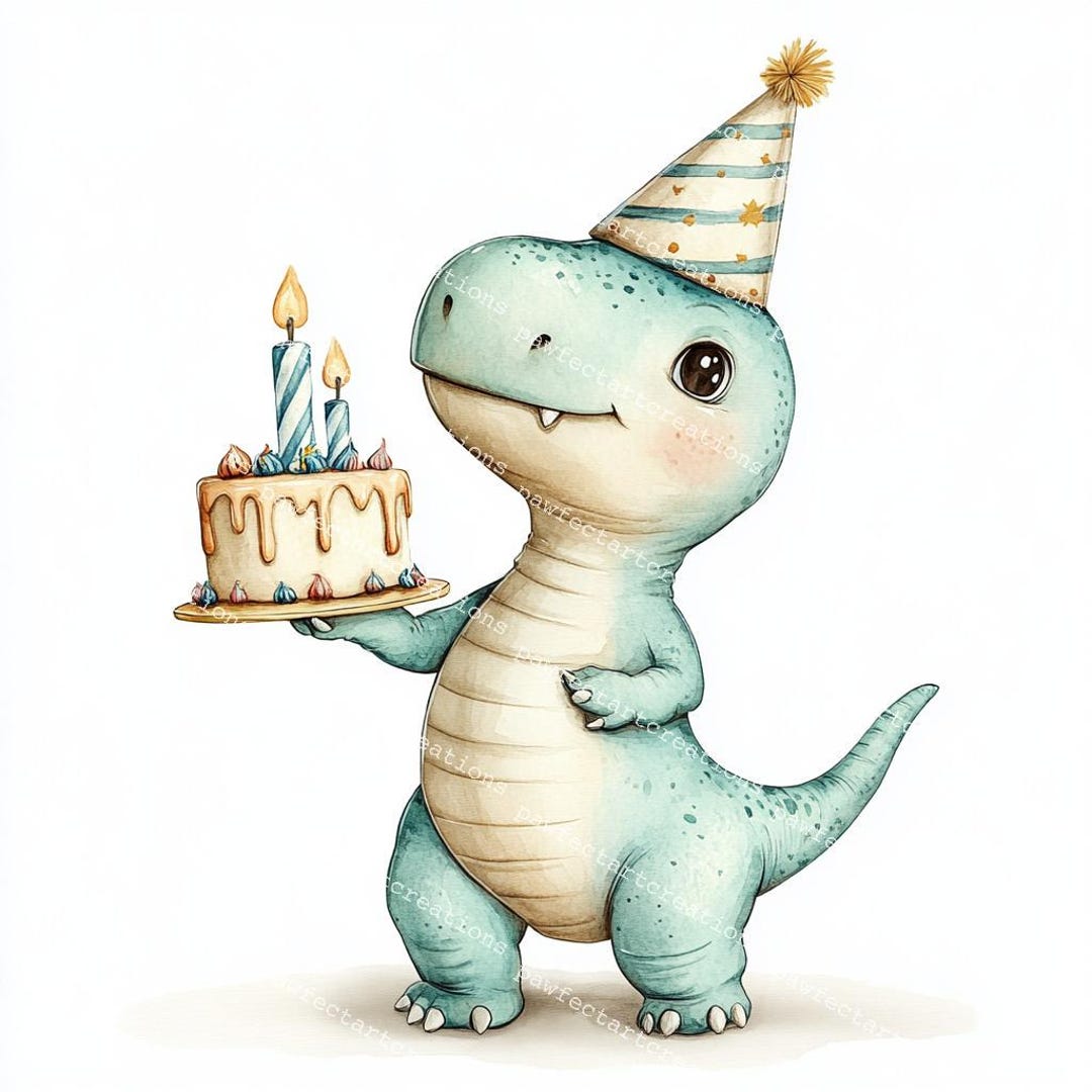 Dinosaur Birthday Party Clipart: Watercolor Jpgs (digital Download) - Etsy