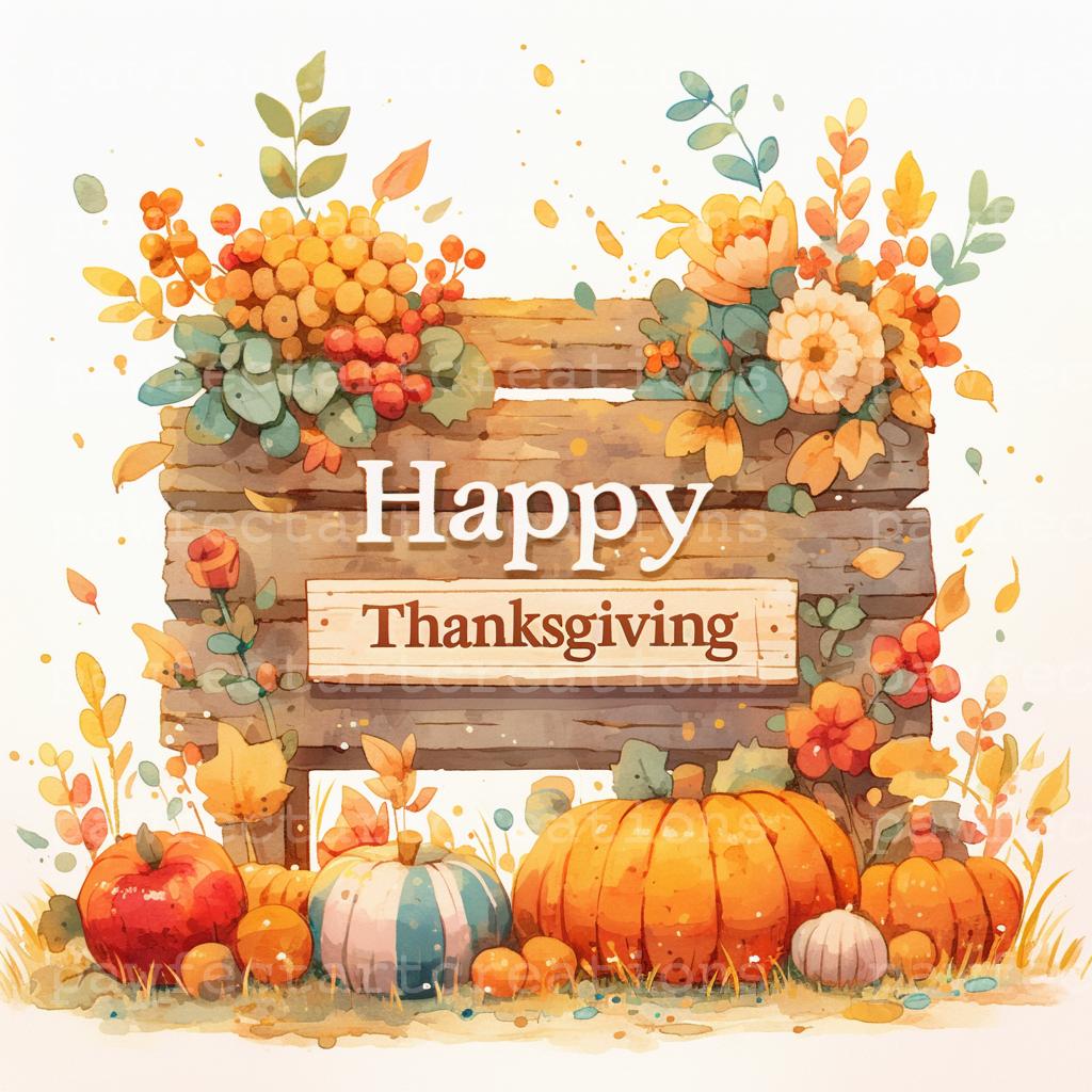 Fall Thanksgiving Clipart: Watercolor Autumn Harvest (digital Download ...