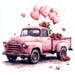 14 Valentine's Day Truck Clipart, Pink Vintage Truck, Valentine ...