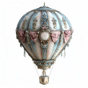 13 Victorian Hot Air Balloon Clipart, Printable Watercolor Clipart ...