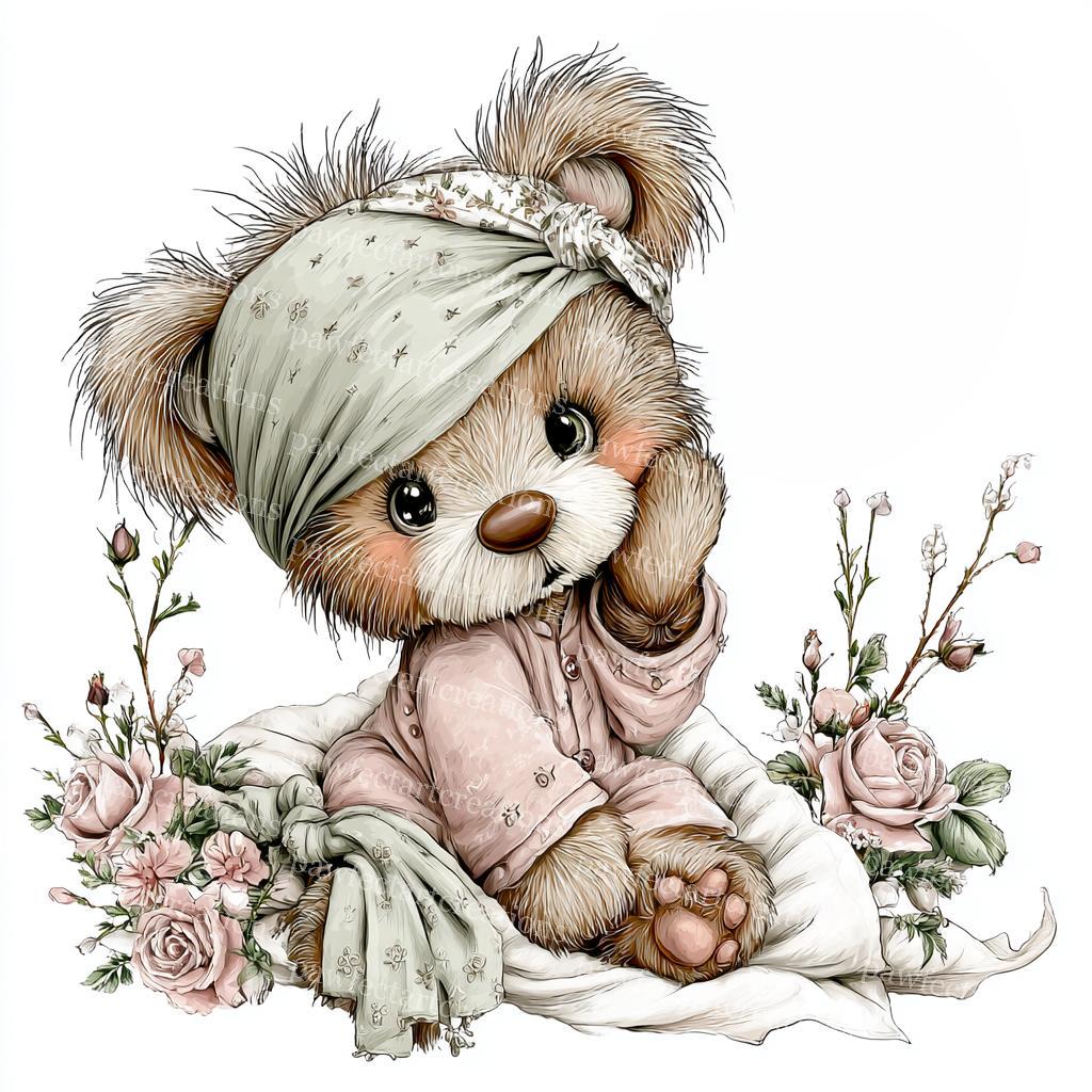 20 Baby Bear Clipart, Cute Animal Illustration for Nursery Decor, Baby ...