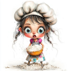 10 Funny Baker Girls Clipart, Quirky Girl, Bakery, Printable Watercolor ...