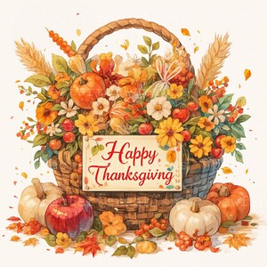 Fall Thanksgiving Clipart: Watercolor Autumn Harvest (digital Download ...