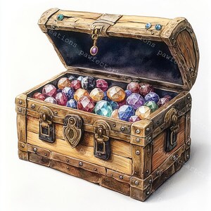 12 Treasure Chest Clipart, Pirate Chest, Printable Watercolor, High ...