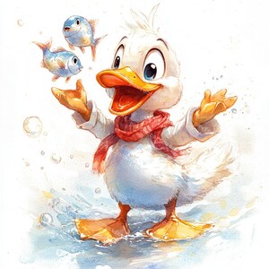 10 Funny Duckling Clipart, Cute Duck Duckling, Printable Watercolor, High-quality Jpgs ...